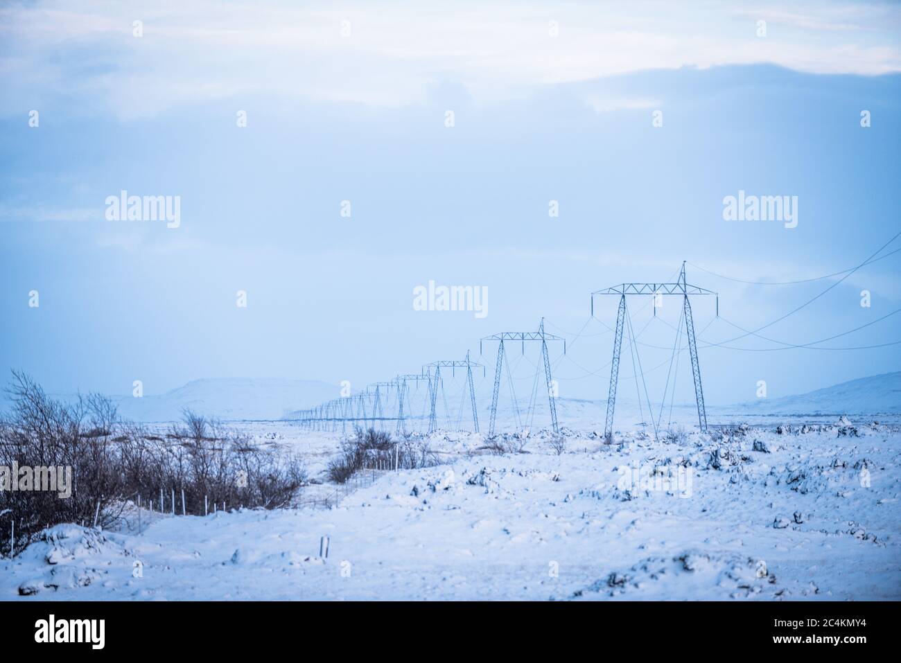 high voltage pylon in Iceland / Island, scandinavia Stock Photo - Alamy