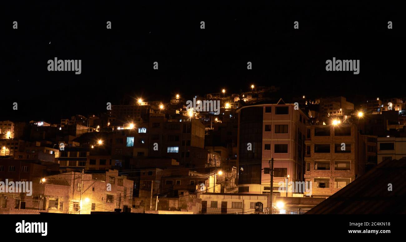Picture of urban area at night on the hill Stock Photo - Alamy
