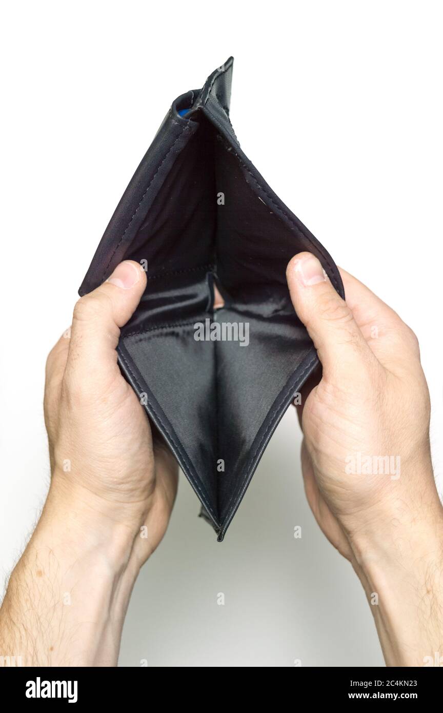Man holding empty black wallet hi-res stock photography and images - Alamy