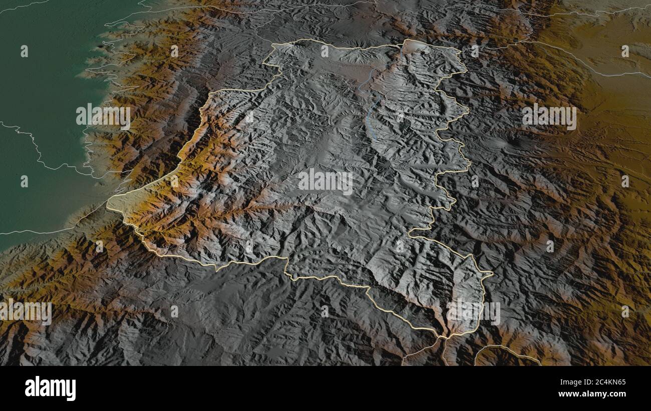 Zoom in on Chimborazo (province of Ecuador) outlined. Oblique ...