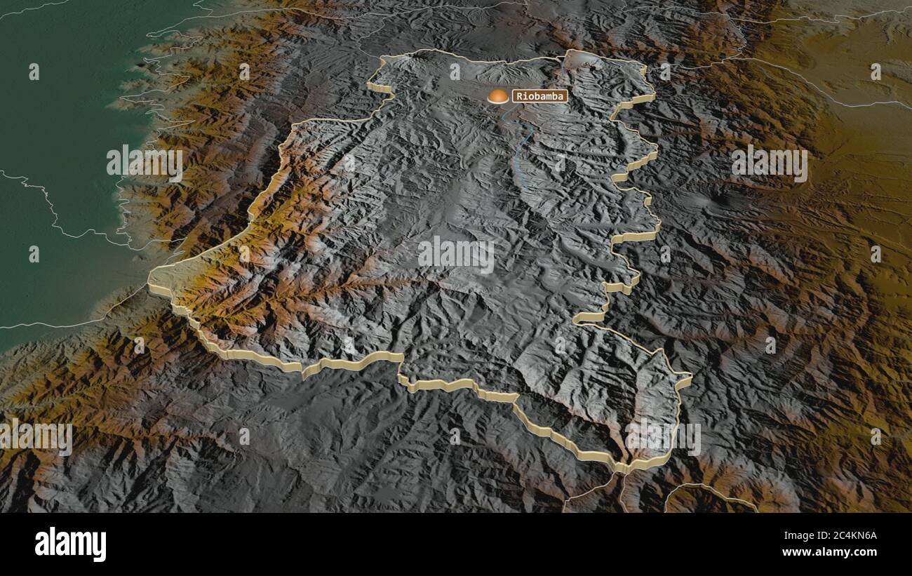 Zoom in on Chimborazo (province of Ecuador) extruded. Oblique ...