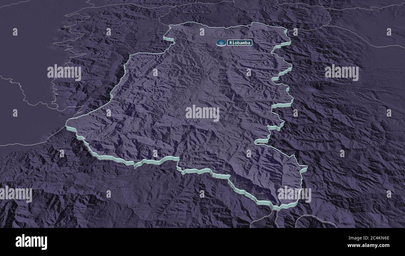 Zoom in on Chimborazo (province of Ecuador) extruded. Oblique ...