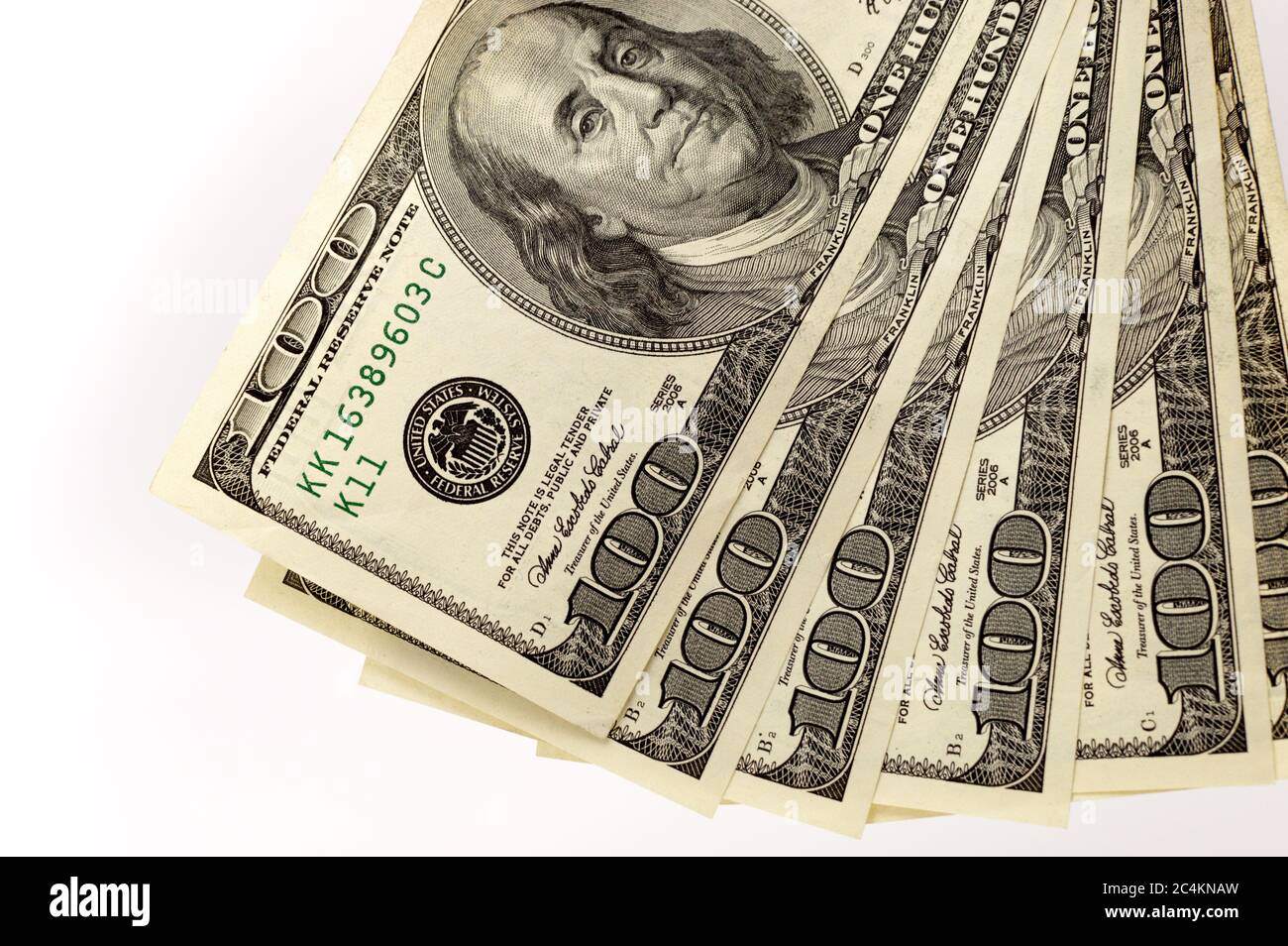 Dollar banknotes isolated on white background Stock Photo - Alamy