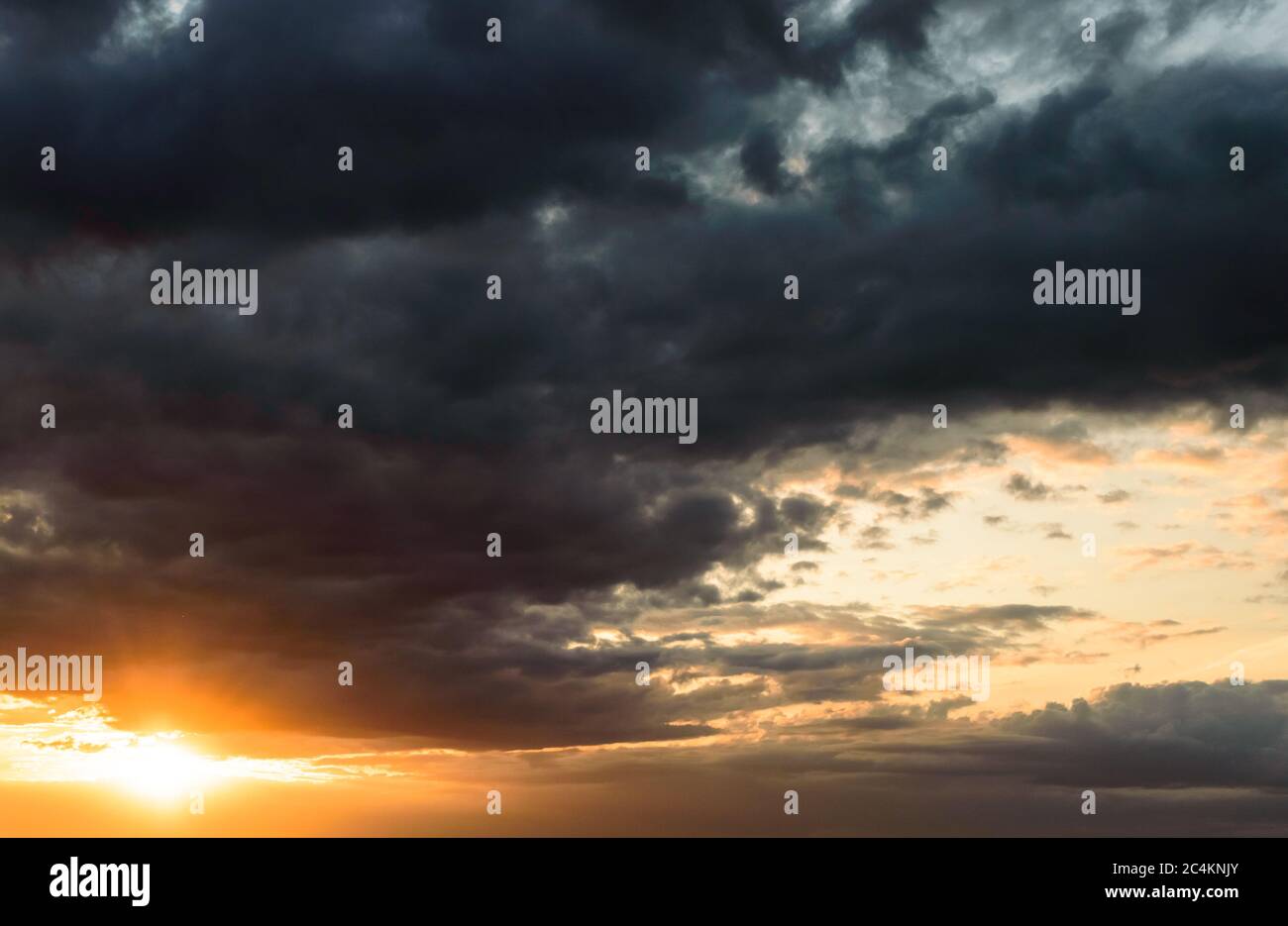 Beautiful and colorful, natural sunset with cloudy sky, wallpaper Stock ...