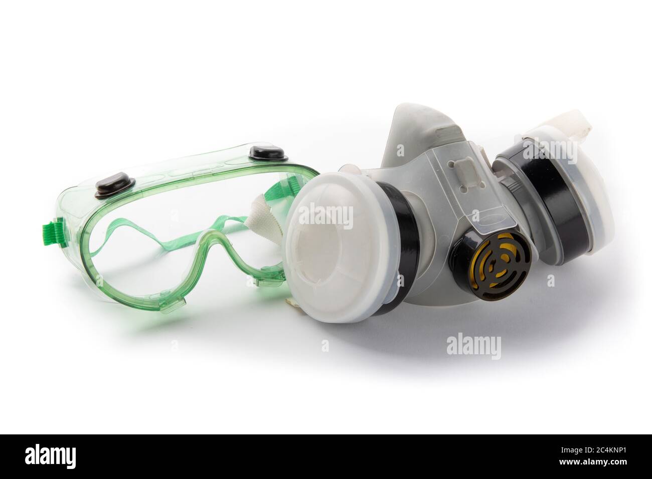 an industrial high efficiency half mask respirator and safety goggles ...
