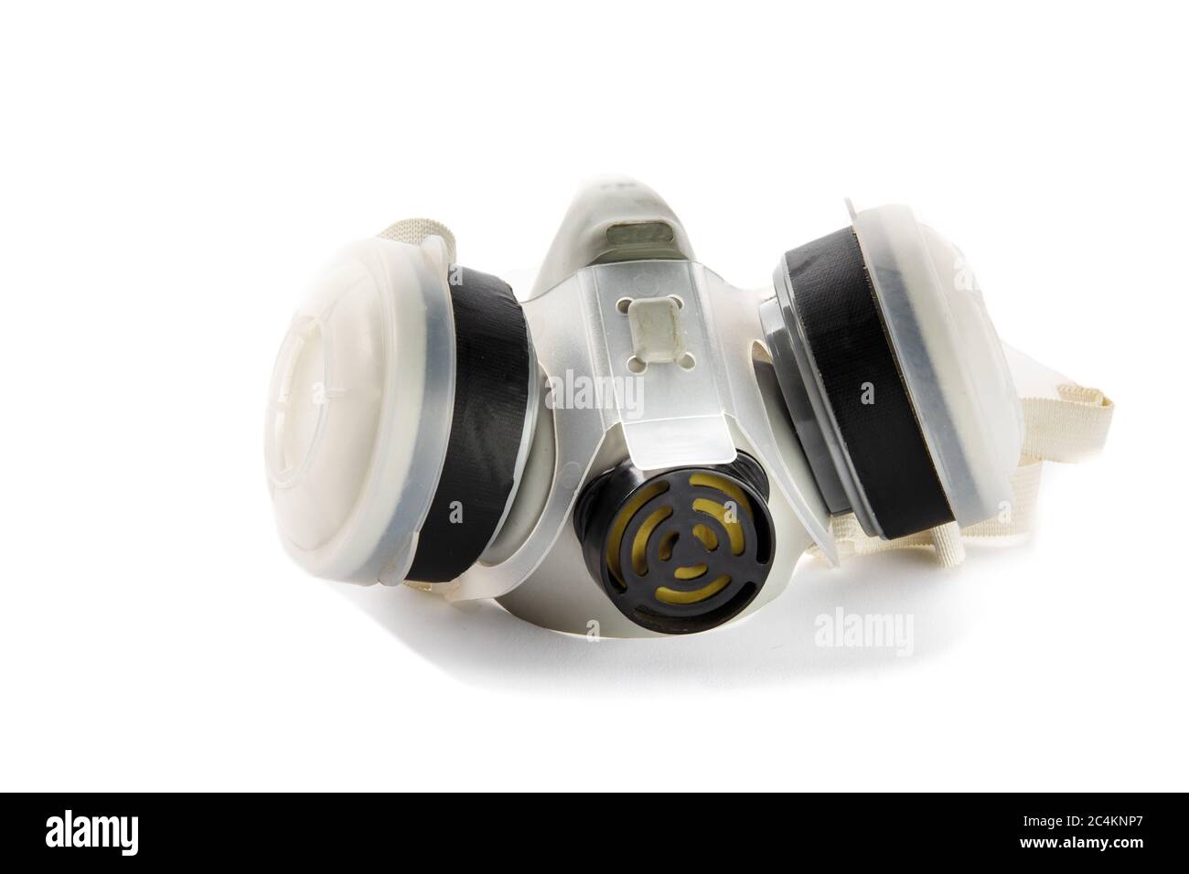 an industrial high efficiency half mask respirator isolated on white ...