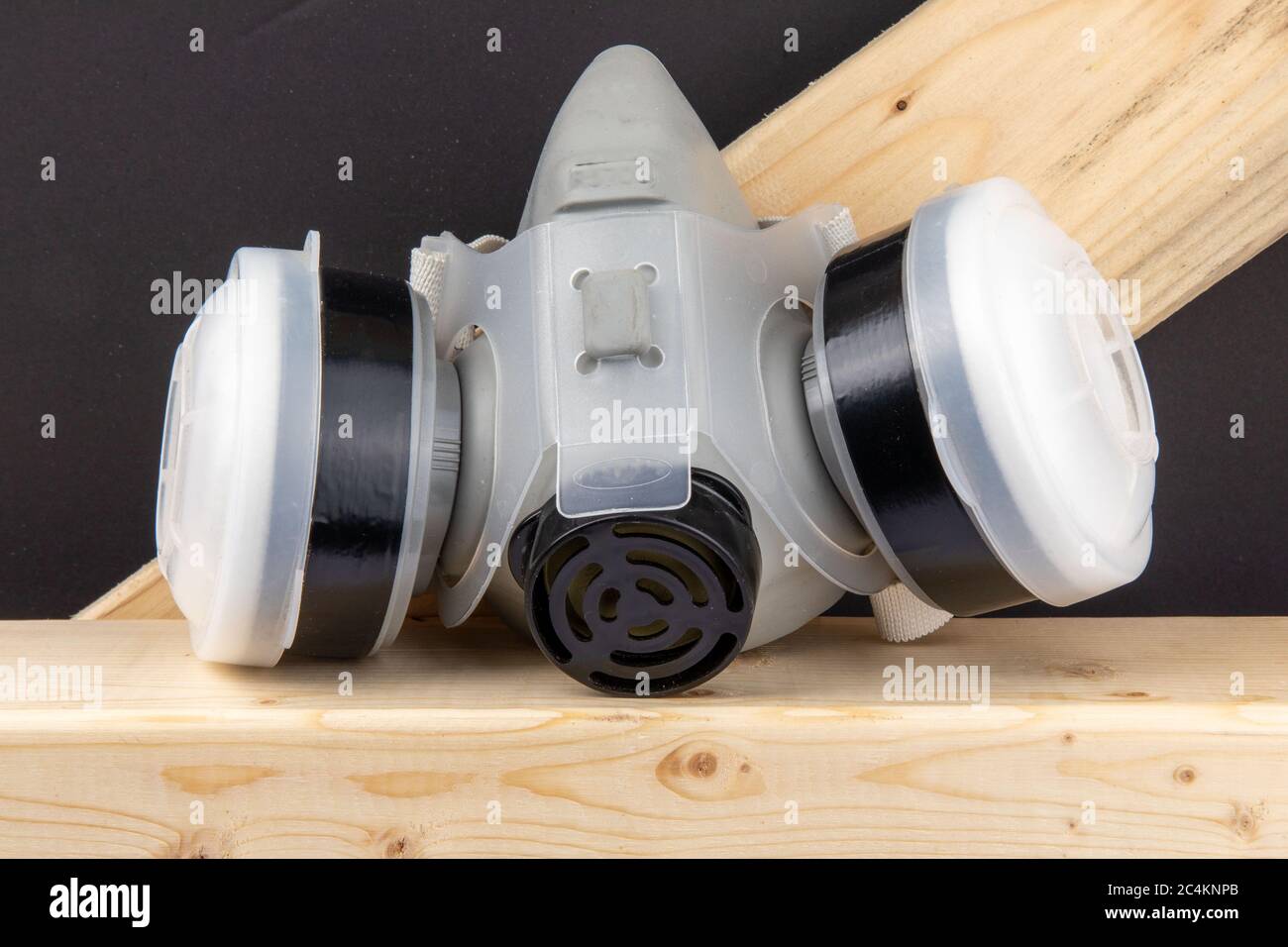 an industrial high efficiency half mask respirator isolated on white ...