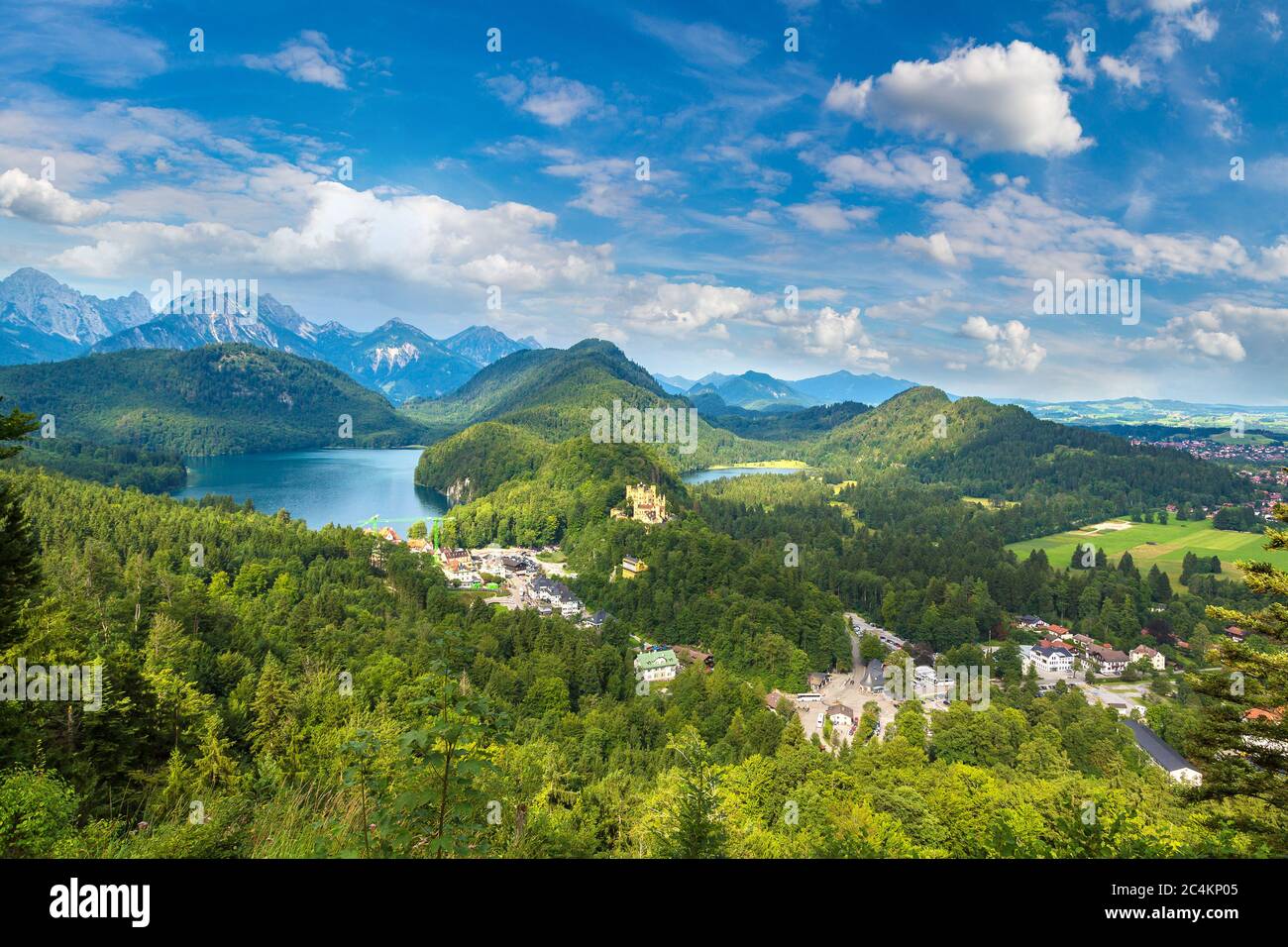 Hohenschwangau Castle and Alps in Fussen, Bavaria, Germany in a ...
