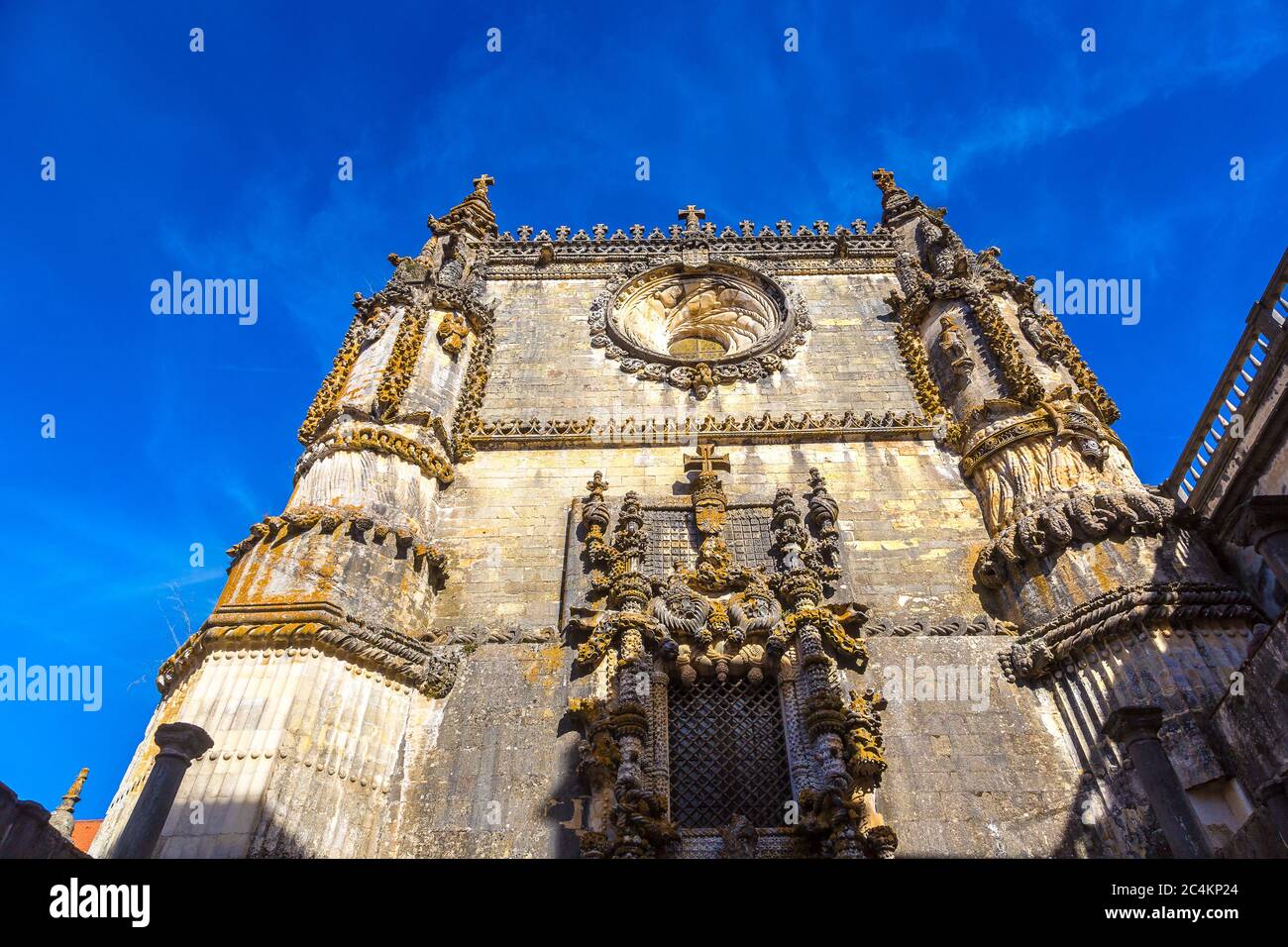 Facade of the Convent of Christ with its famous intricate Manueline ...