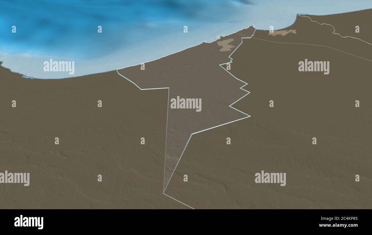 Zoom in on Al Iskandariyah (governorate of Egypt) outlined. Oblique ...