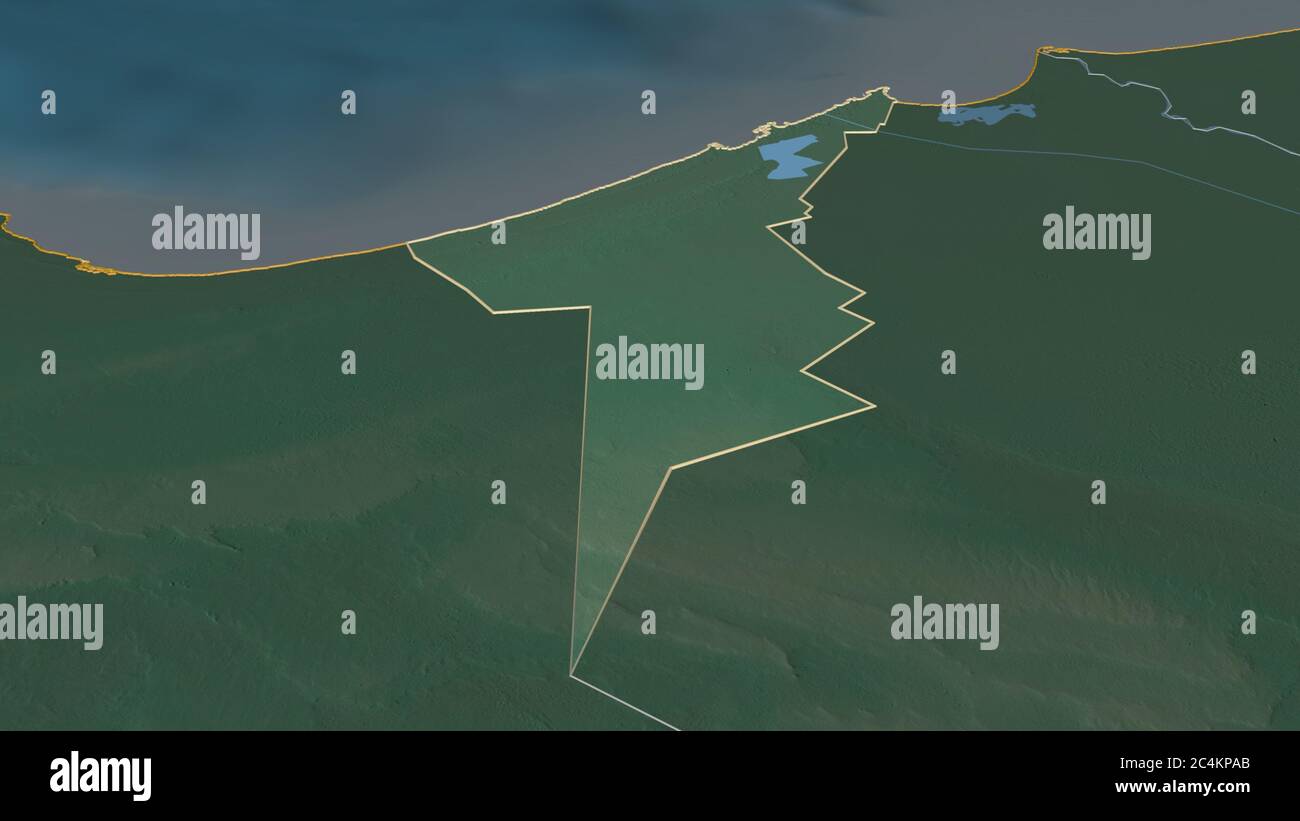 Zoom in on Al Iskandariyah (governorate of Egypt) outlined. Oblique ...
