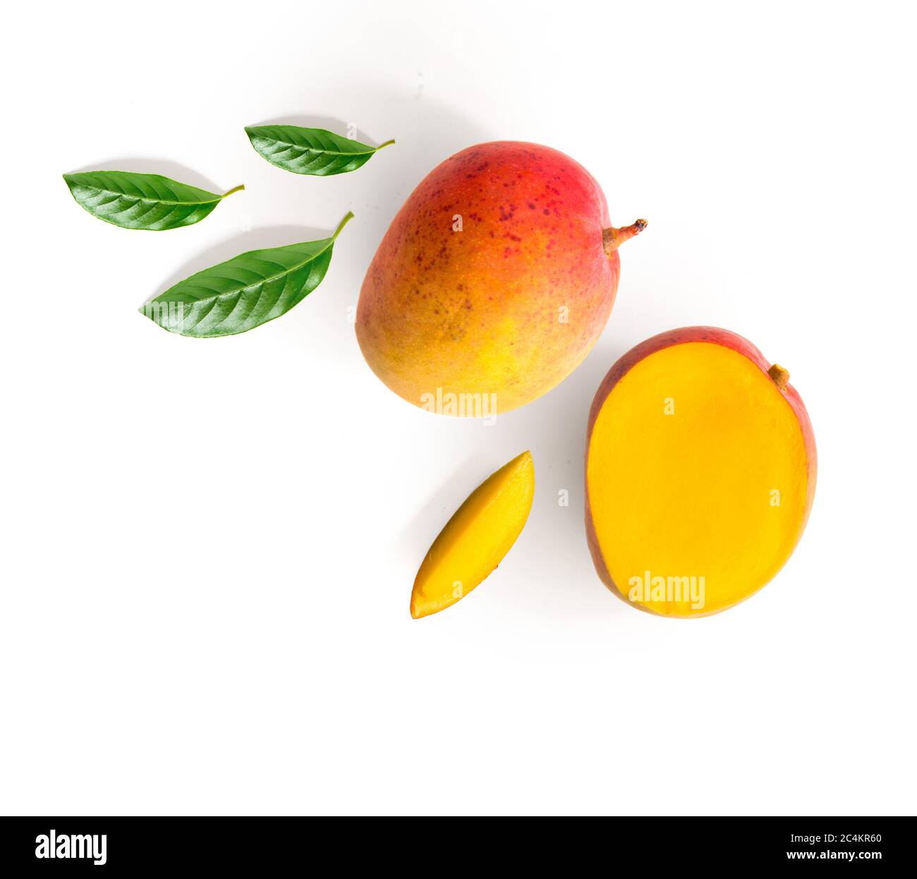 Creative layout made of mango and leaves. Flat lay. Food concept. Mango ...