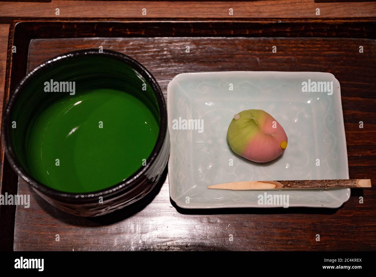 A traditional wagashi served with matcha tea. Tokyo, Japan Stock Photo ...