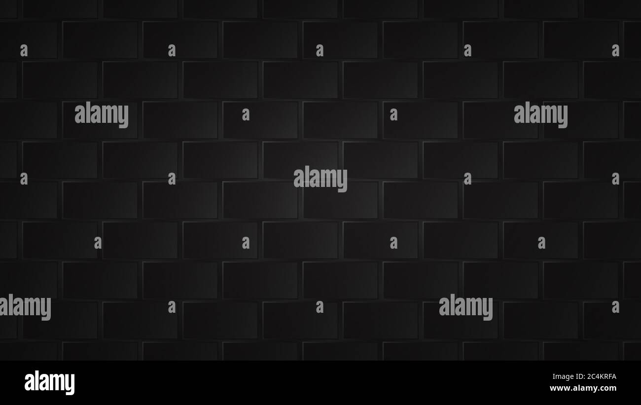 Abstract dark background of black rectangle tiles with gray gaps ...