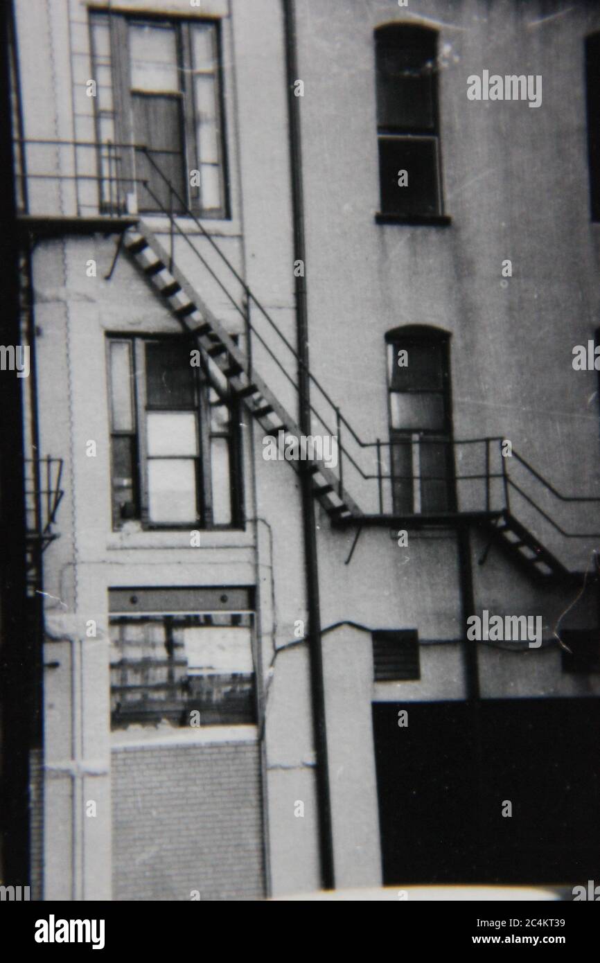 Fine 70s vintage black and white lifestyle photography of a back alley ...