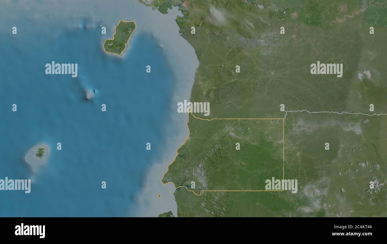 Outlined shape of the Equatorial Guinea area. Satellite imagery. 3D ...