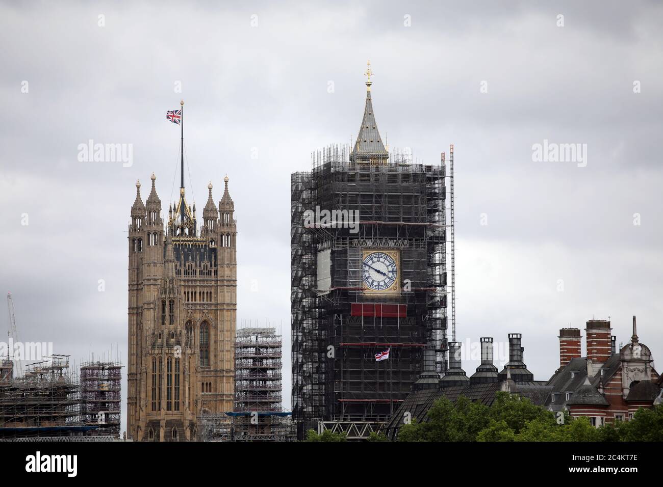London, UK. 27th June, 2020. Scaffolding around the Queen Elizabeth II ...