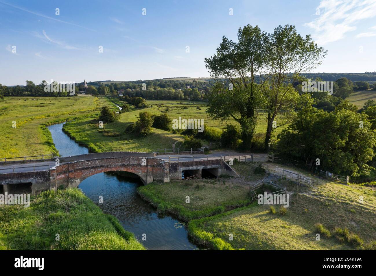 Stunning drone landscape image over lush green Summer English ...