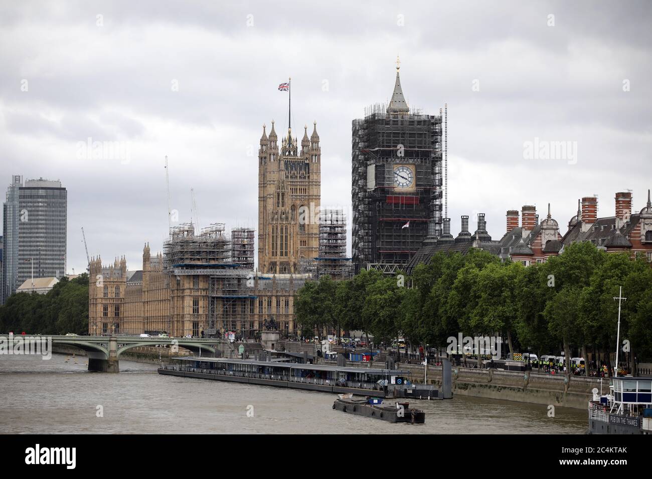 London, UK. 27th June, 2020. Scaffolding around The Queen Elizabeth II ...