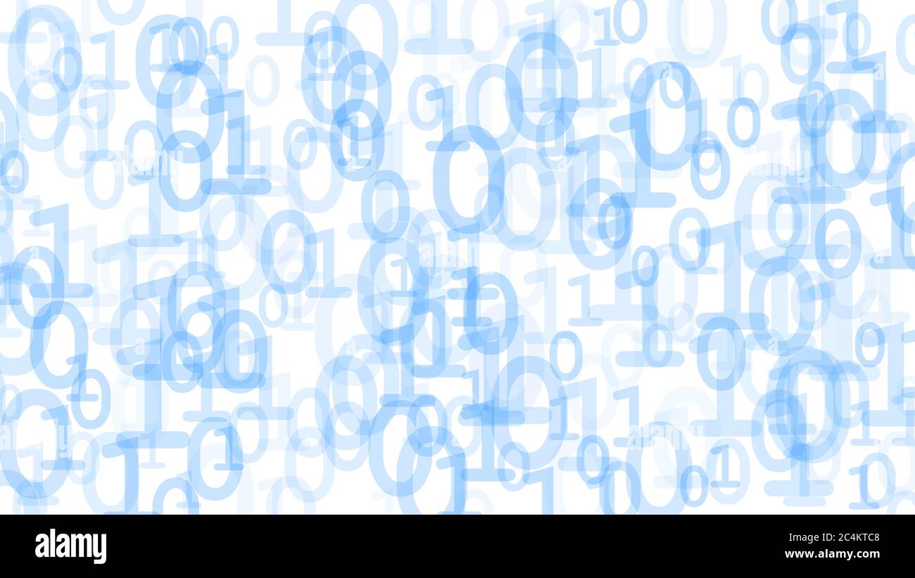 Abstract background of ones and zeros in various sizes, light blue on white Stock Vector Image ...