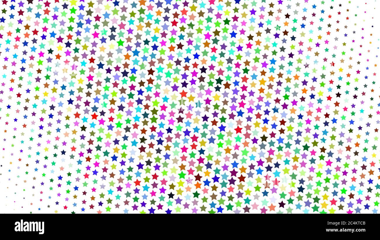 Abstract halftone gradient background of small colored stars on white ...