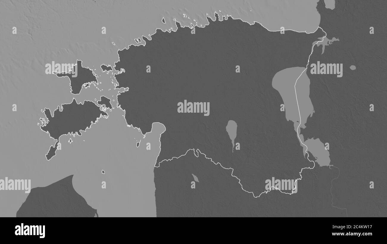 Outlined shape of the Estonia area. Bilevel elevation map with surface ...
