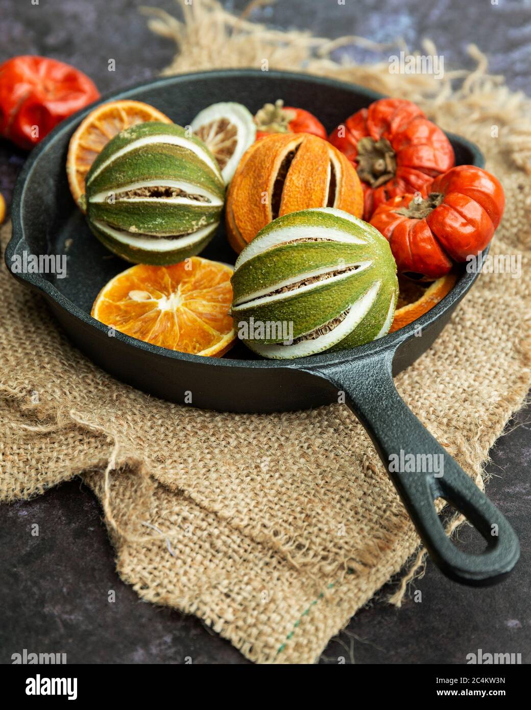 Beautiful food portrait of Wnter seasonal dried fruits with vintage ...
