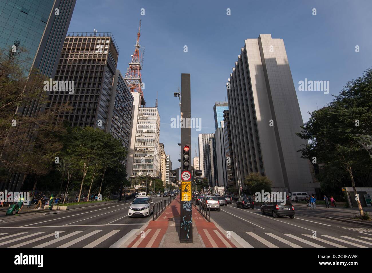 Famous Paulista Avenue in Sao Paulo With Modern Buildings Around Stock ...