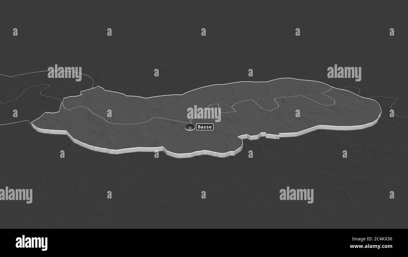 Zoom in on Upper River (division of Gambia) extruded. Oblique ...