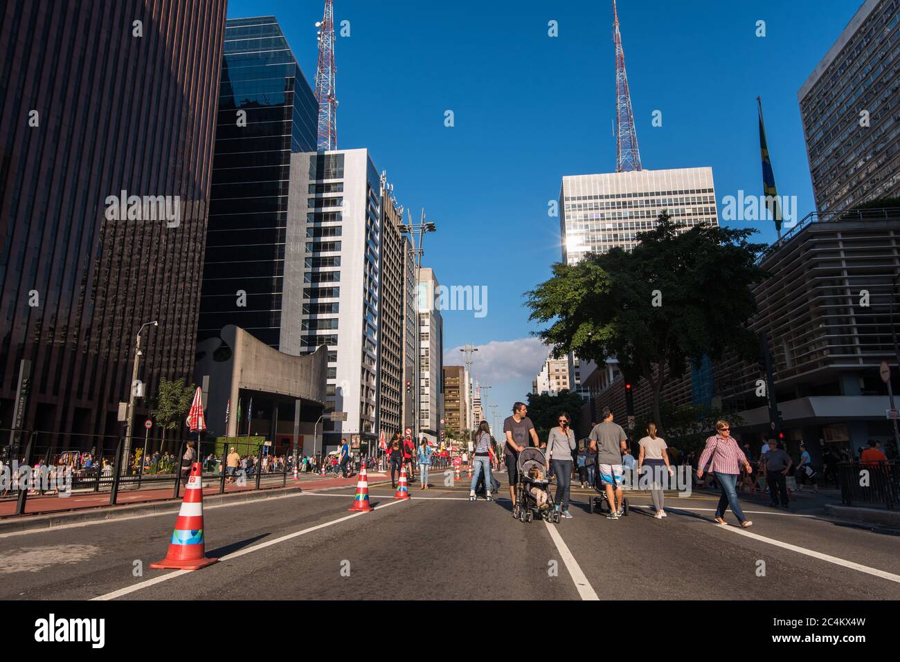 Famous Paulista Avenue in Sao Paulo With Modern Buildings Around Stock ...