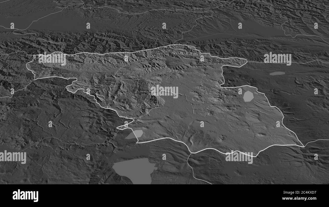 Zoom in on Samtskhe-Javakheti (region of Georgia) outlined. Oblique ...
