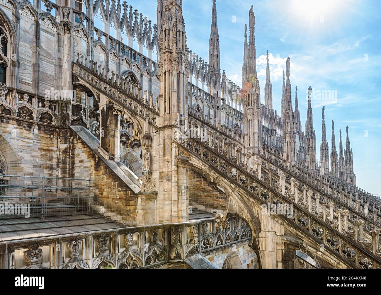 Milan Cathedral roof, Italy, Europe. Milan Cathedral or Duomo di Milano ...