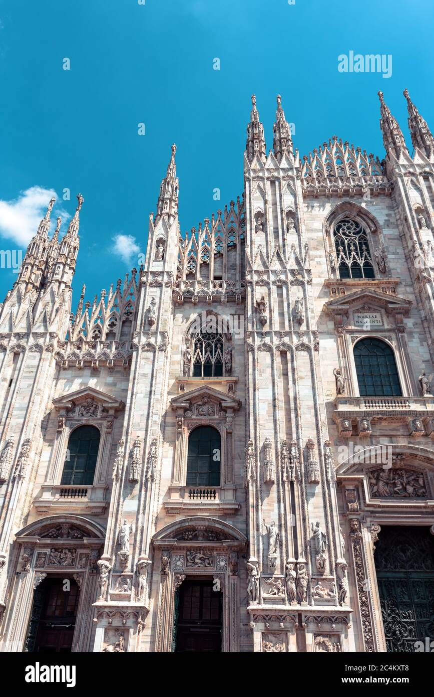 Milan Cathedral (Duomo di Milano) detail, Italy. It is top landmark of ...