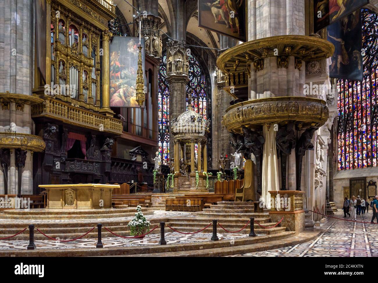 Milan, Italy - May 16, 2017: Luxury altar of the old Milan Cathedral ...