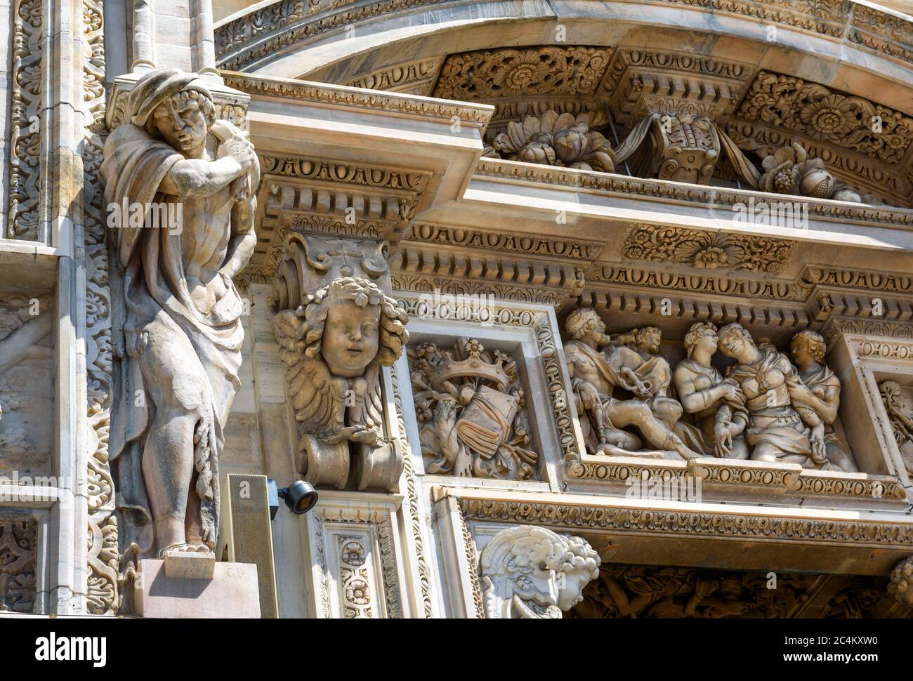 Milan Cathedral (Duomo di Milano) close-up, Milan, Italy. Detail of ...