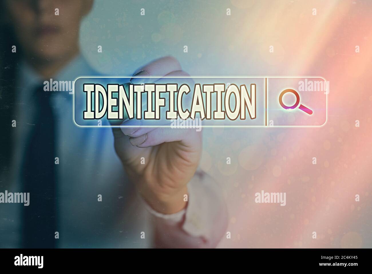 Writing note showing Identification. Business concept for an action or ...