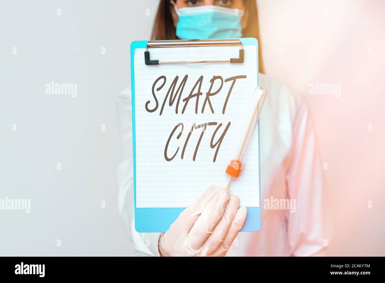 Handwriting text Smart City. Conceptual photo an urban area that uses ...