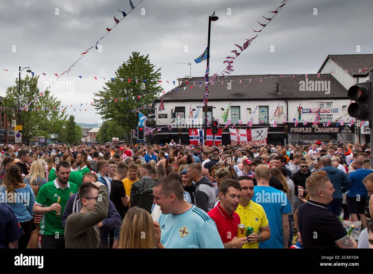 A street party outside the Royal pub in Sandy Row for the 12th July ...