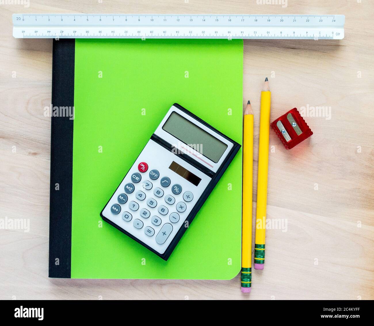 Pencil sharpener eraser ruler hi-res stock photography and images - Alamy
