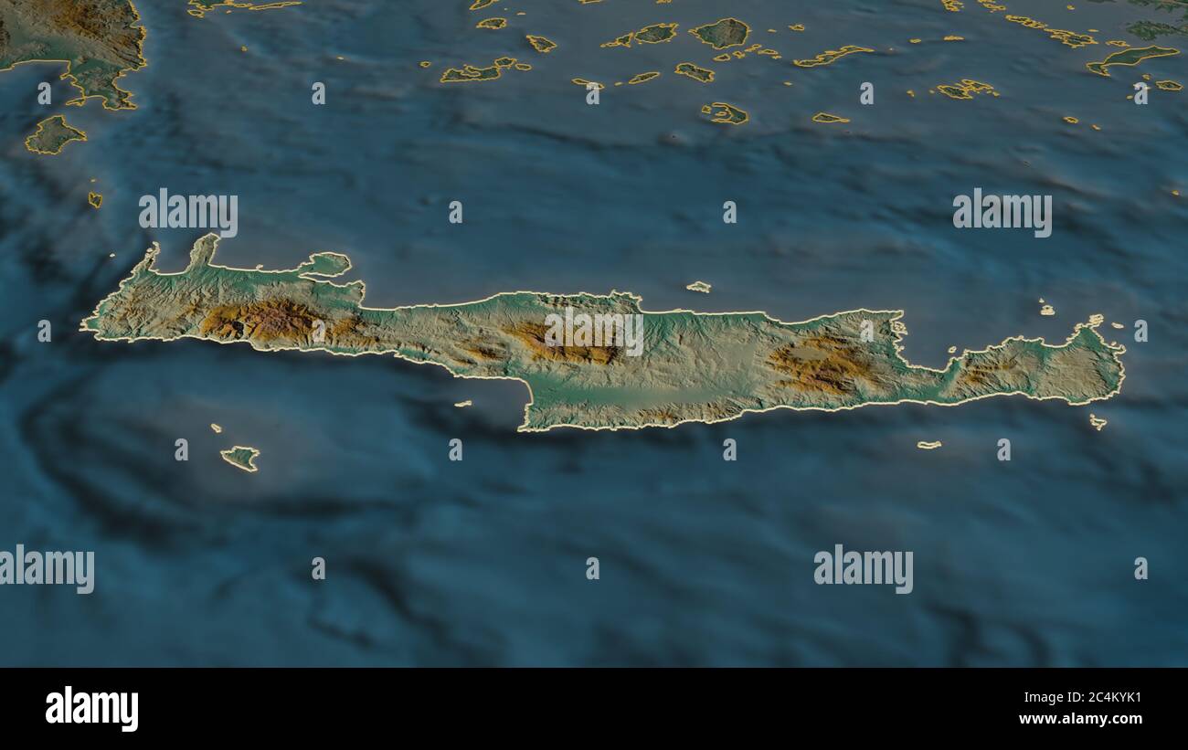 Zoom in on Crete (decentralized administration of Greece) outlined ...