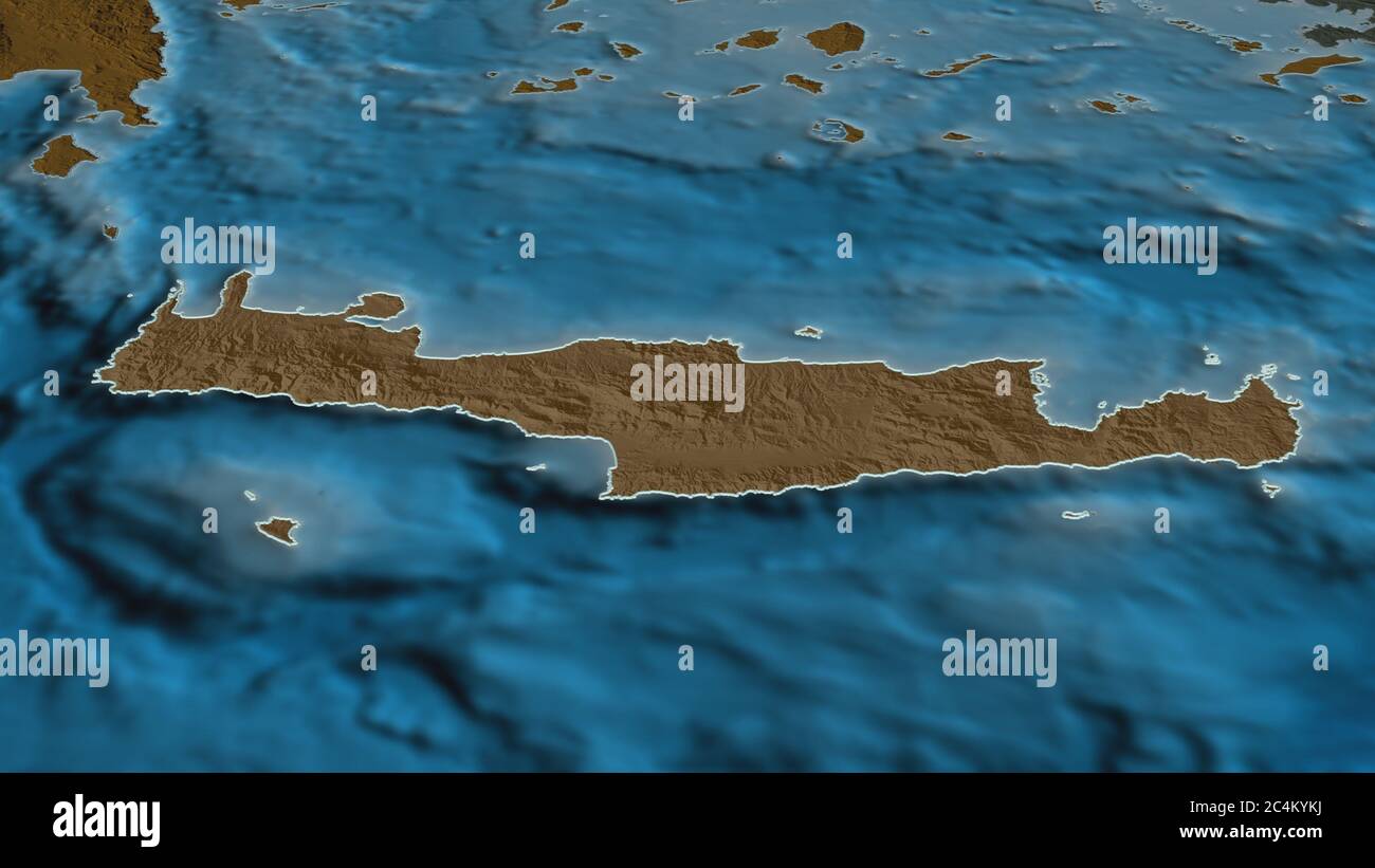 Zoom in on Crete (decentralized administration of Greece) outlined ...