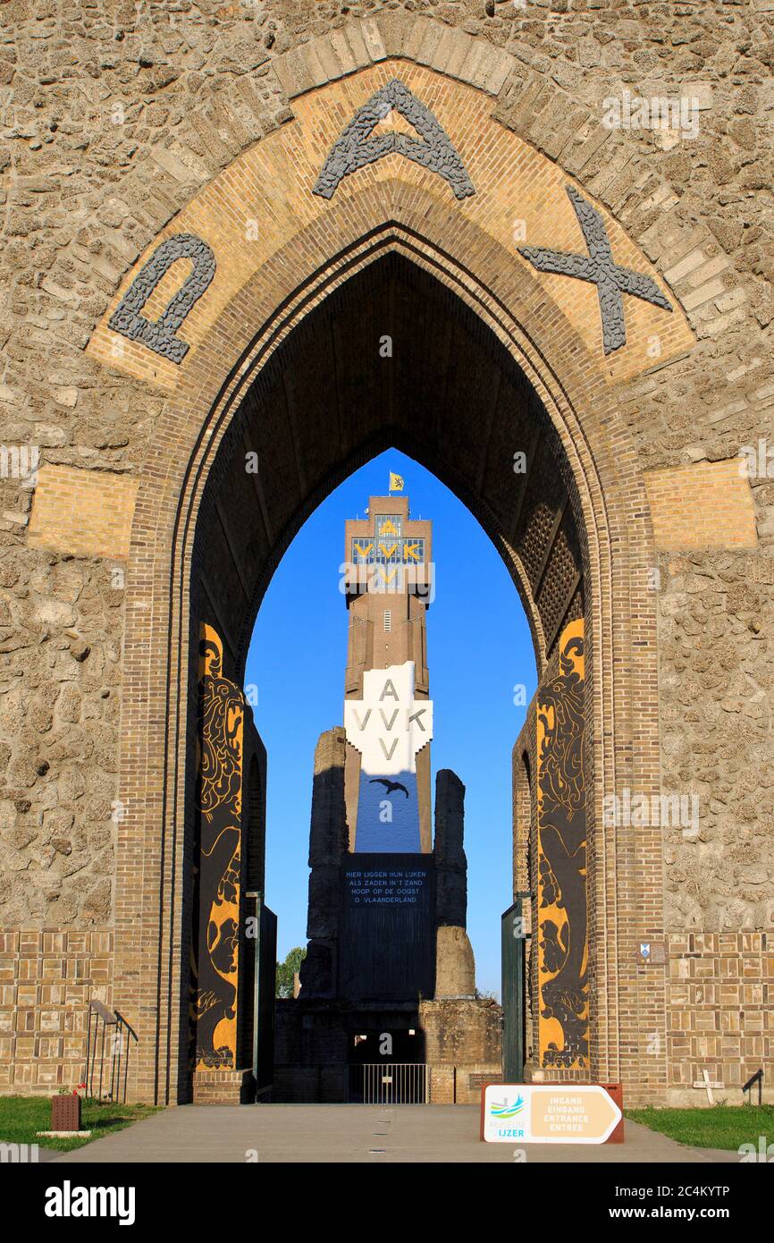 View through the Peace Gate at the Yser Tower commemorating the ...