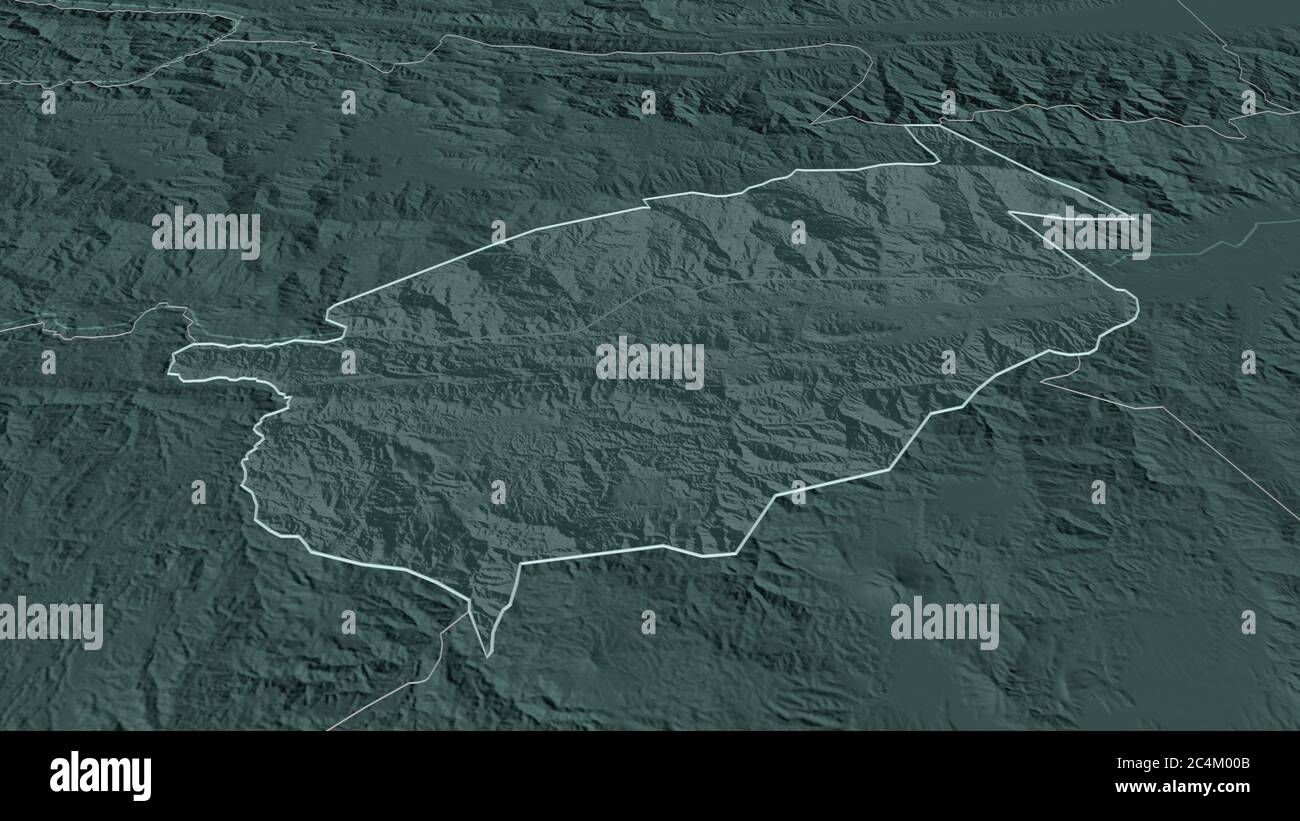 Zoom in on El Progreso (department of Guatemala) outlined. Oblique ...