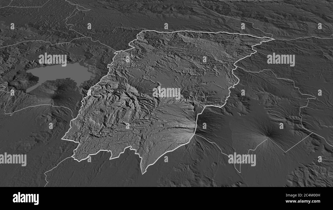 Zoom in on Chimaltenango (department of Guatemala) outlined. Oblique ...