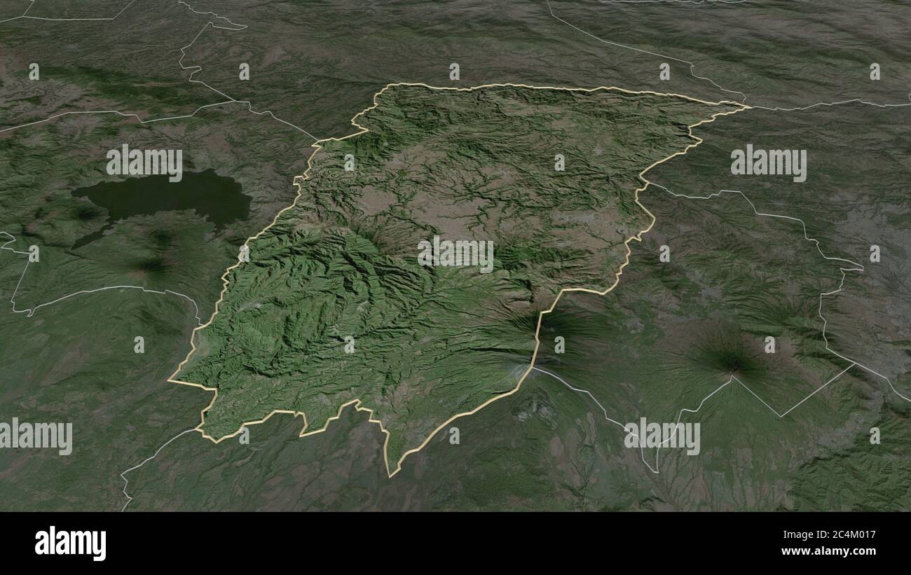 Zoom in on Chimaltenango (department of Guatemala) outlined. Oblique ...