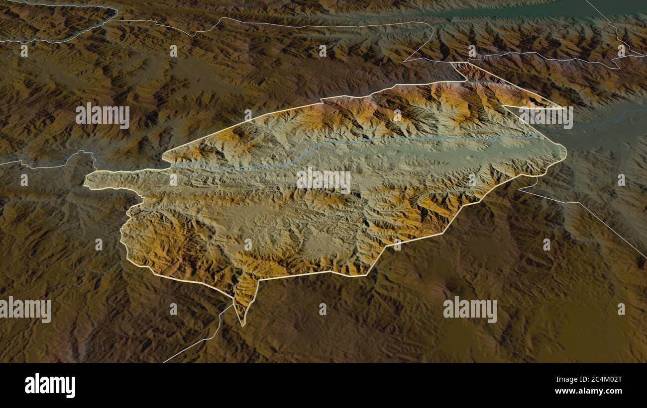 Zoom in on El Progreso (department of Guatemala) outlined. Oblique ...