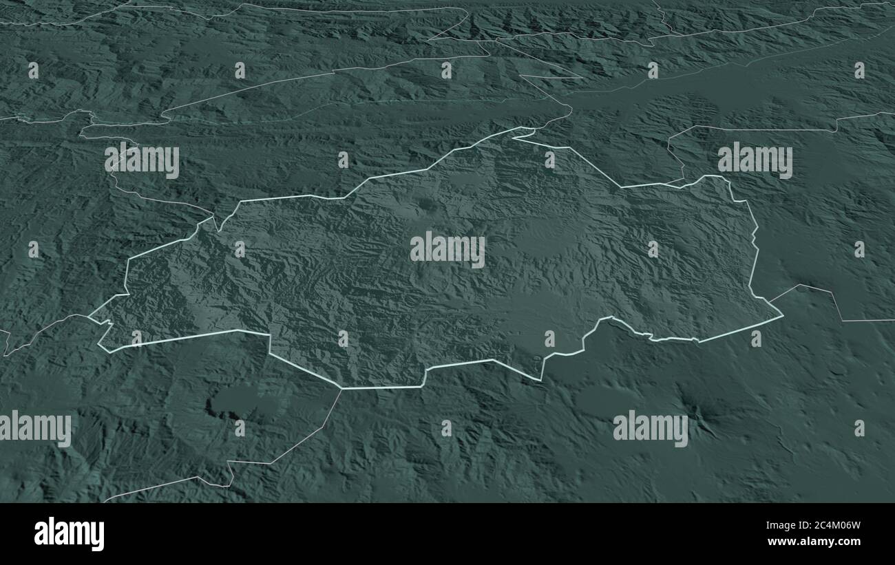 Zoom in on Jalapa (department of Guatemala) outlined. Oblique ...