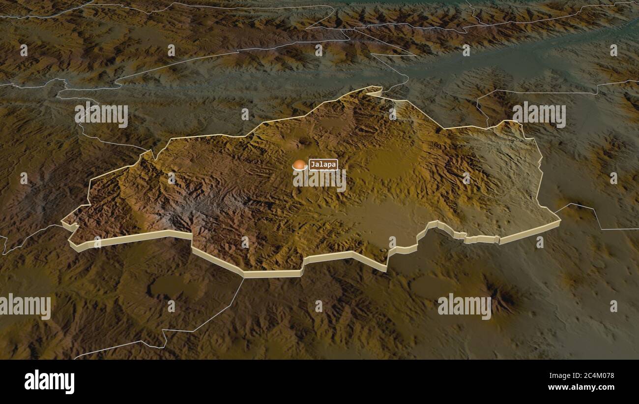 Zoom in on Jalapa (department of Guatemala) extruded. Oblique ...