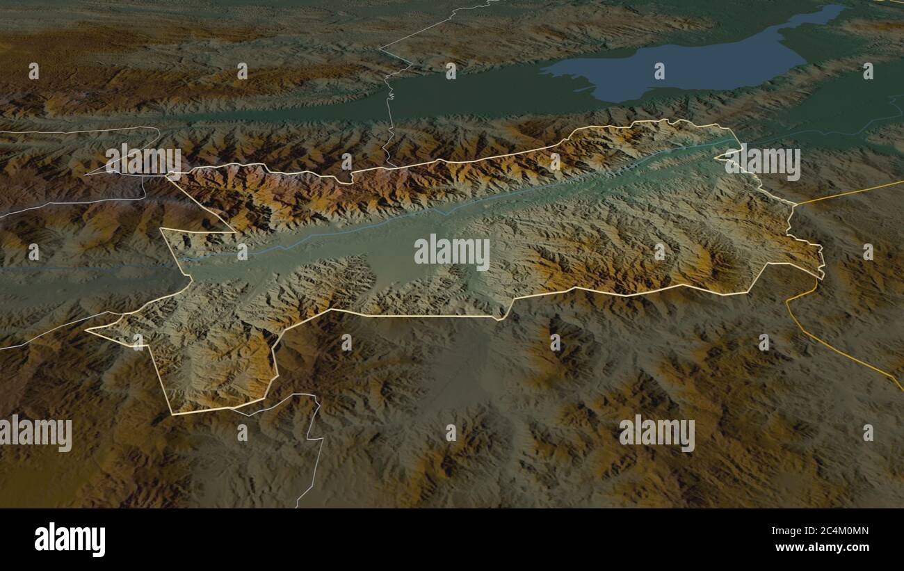 Zoom in on Zacapa (department of Guatemala) outlined. Oblique ...