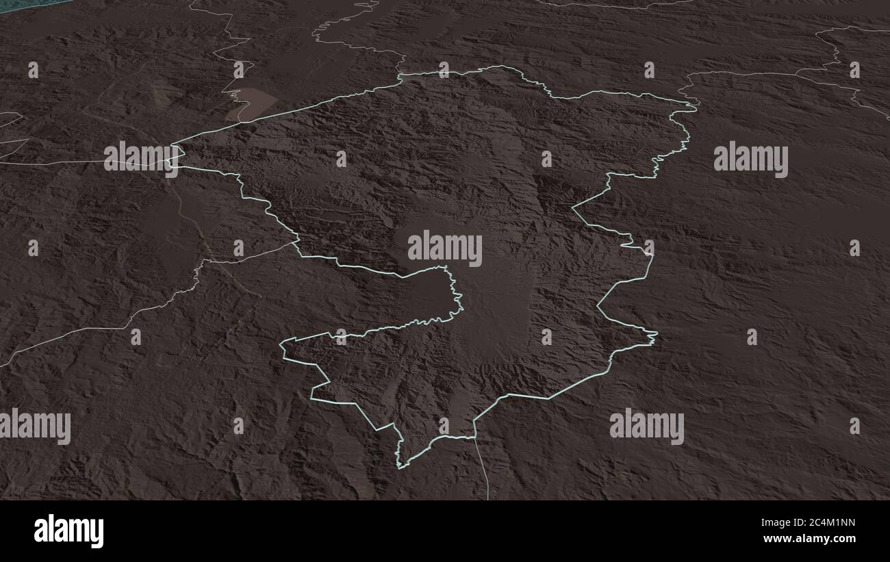 Zoom in on Comayagua (department of Honduras) outlined. Oblique ...
